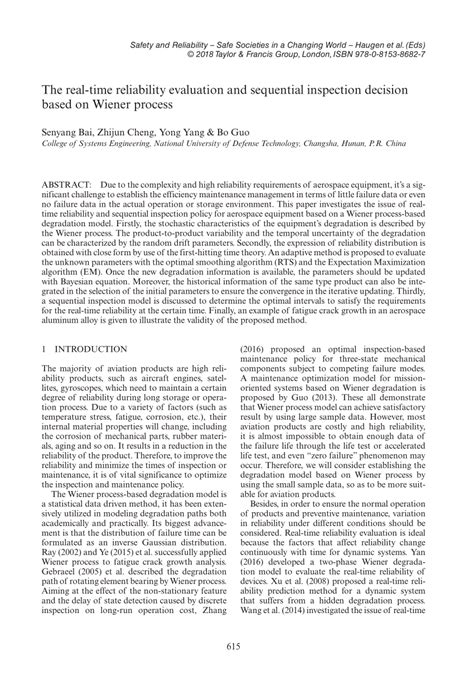 Pdf The Real Time Reliability Evaluation And Sequential Inspection Decision Based On Wiener