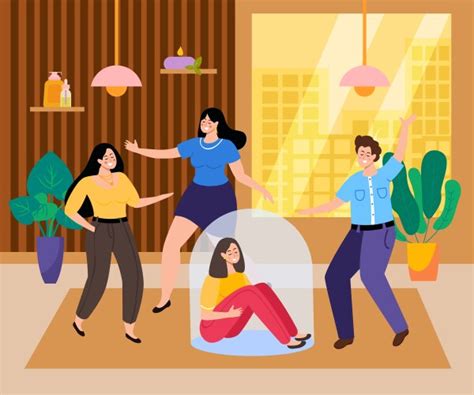 Introvert And Extrovert People Flat Recolor Set Vector Image