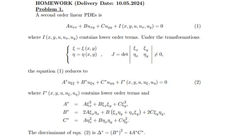Solved Problem 1a Second Order Linear Pdes