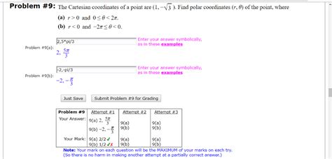 Solved Problem The Cartesian Coordinates Of A Point Are Chegg