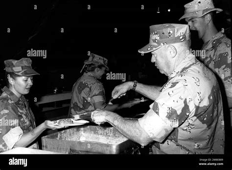 Gen Alfred M Gray Commandant Of The Marine Corps Serves Chow In The