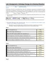 Investigating Enthalpy Change In Chemical Reactions Through Course Hero