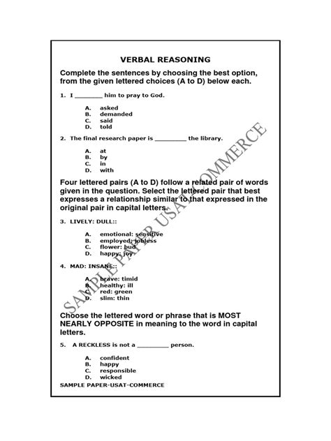 Usat Commerce Sample Paper Guide Pdf Economics Information