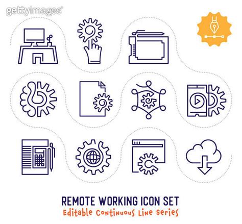 Remote Working Editable Continuous Line Icon Pack 이미지 1273815788 게티
