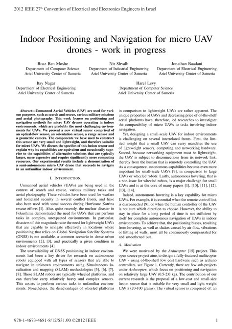 Pdf Indoor Positioning And Navigation For Micro Uav Drones — Work In