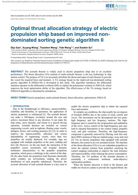 Pdf Optimal Thrust Allocation Strategy Of Electric Propulsion Ship Based On Improved Non