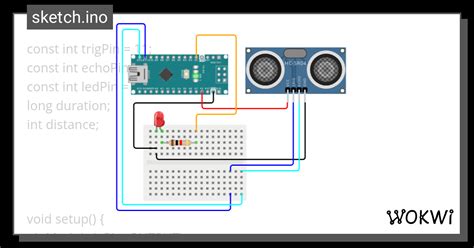 Ultrasonic Sensor With Led Wokwi Esp32 Stm32 Arduino Simulator