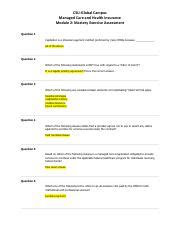Module 2 Mastery Exercise Assessment Pdf CSU Global Campus Managed Care And Health Insurance