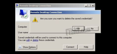 Delete Windows Remote Desktop Connection Saved Credentials