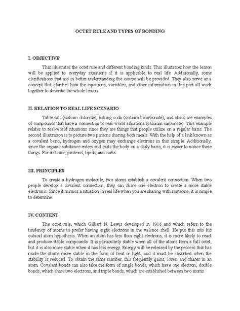 Octet Rule And Types Of Bonding Chemistry Octet Rule And Types Of