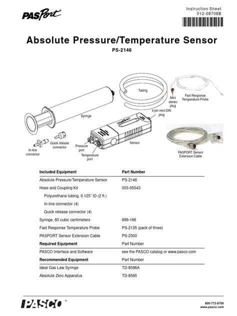 Pasport Absolute Pressure Temperature Sensor Manual Ps 2146 Pdf Pressure Measurement Pressure