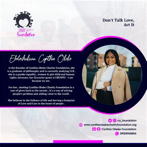 Cynthia Okeke Charity Foundation On Linkedin Founder Cynthia Okeke Charity Foundation