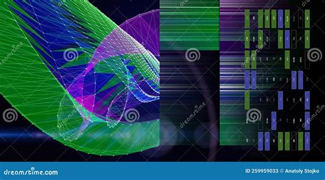Abstract Background Polygonal Grid With Data On Black Presenting