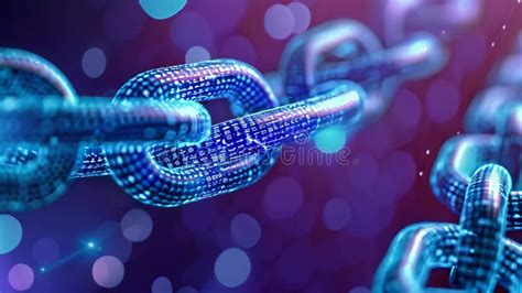 Digital Chain With Illuminated Data Points Symbolizing Blockchain