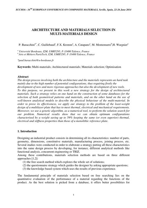 PDF Architecture And Materials Selection In Multi Materials Design