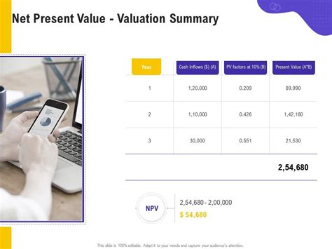 Net Present Value Valuation Summary Year M496 Ppt Powerpoint Presentation Ideas Gridlines