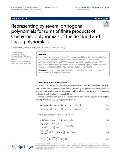 Pdf Representing By Several Orthogonal Polynomials For Sums Of Finite