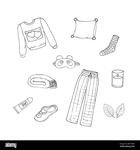 bedtime bedroom design elements hand drawn good night symbols sleep doodle set vector