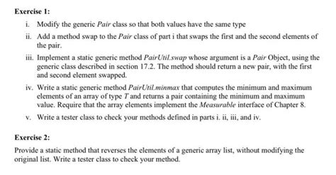 solved exercise 1 i modify the generic pair class so that