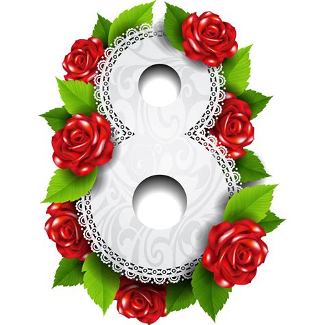 Цветочная цифра 8 - Надписи - Картинки PNG - Галерейка