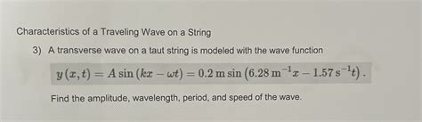 solved characteristics of a traveling wave on a stringa