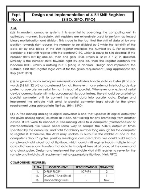 Shift Registerssisosipopipooct 31 Pdf Electronic Circuits Computer Science