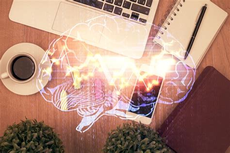 Premium Photo Multi Exposure Of Brain Drawing Over Work Table Desktop Top View Global Data