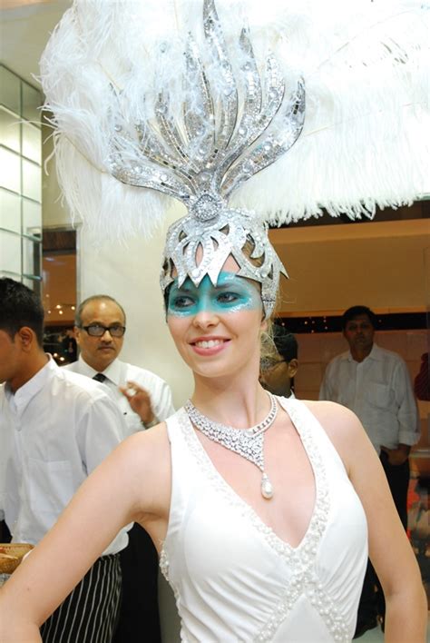 model displaying loop collection model masquerade fashion