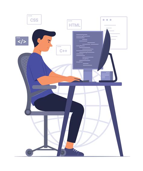 Programmer Man Process Coding For Software Development Concept Illustration 39883552 Vector Art