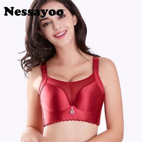 Nessayoo C D E Cup Plus Size Seamless Bra For Womenunlined Wireless Push Up Brassiere Sexy