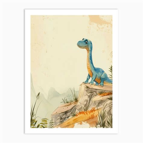 Cute Cartoon Compsognathus Watercolour 2 Art Print By Dino Delights Fy