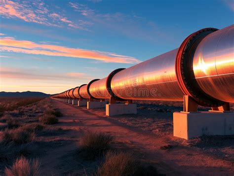 Pipeline Infrastructure At Sunset Stock Image Image Of Construction