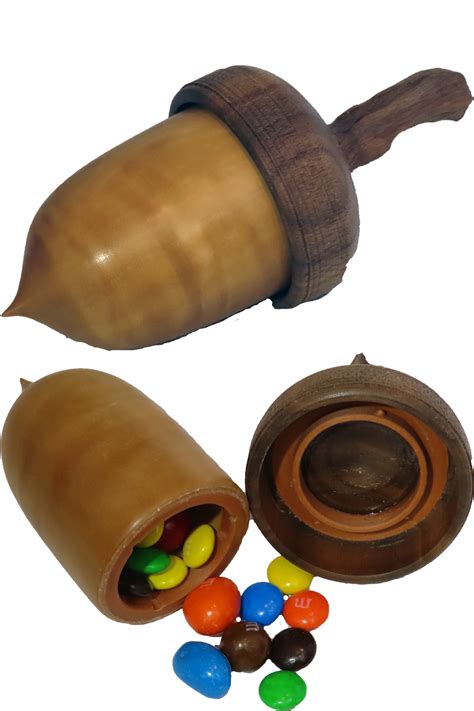 Turning And Carving Acorn Candy Box Ornament