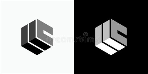 Vector Logo Design Illustration Of A Hexagonal Cube Shape With The Initials L L C With A Three