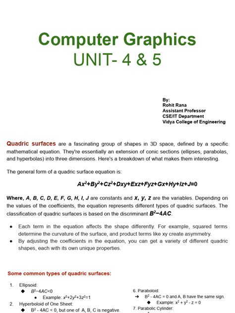 Computer Graphics Unit 45 Pdf Area Equations