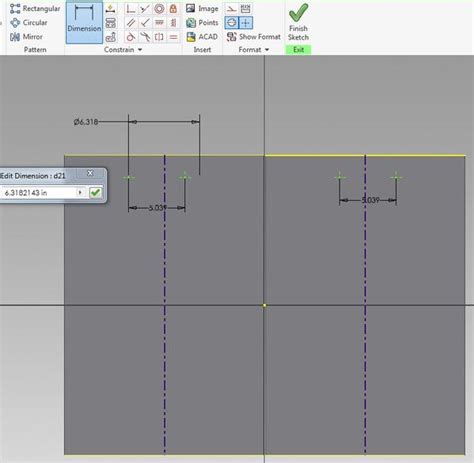 solved inventor inserting a diameter dimension instead of linear in