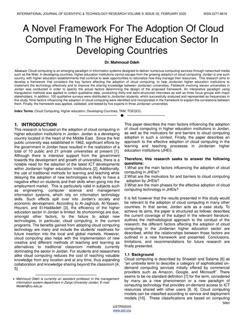 Pdf A Novel Framework For The Adoption Of Cloud Computing In The Higher Education Sector In