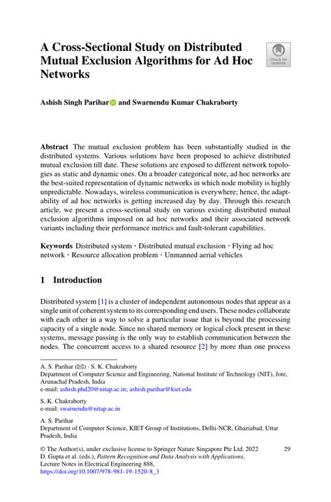 PDF A Cross Sectional Study On Distributed Mutual Exclusion