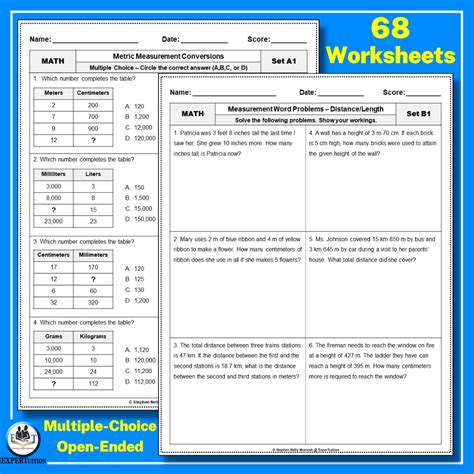 Measurement And Data Worksheets And Task Cards Conversionsword Problems