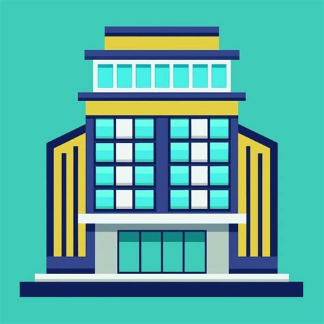 Un Edificio Azul Y Amarillo Con Una Franja Azul Y Amarilla Vector Premium Generado Con Ia