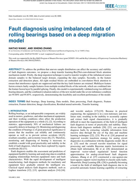 Pdf Fault Diagnosis Using Imbalanced Data Of Rolling Bearings Based On A Deep Migration Model
