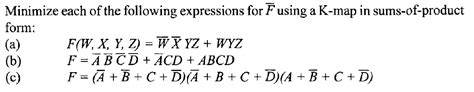 Solved Minimize Each Of The Following Expressions For Fusing