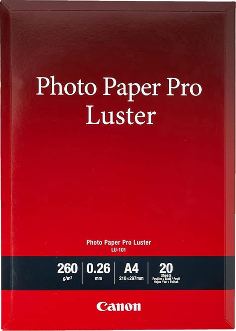 Canon A4 Pro Luster Photo Paper (Pack of 20), White : Amazon.co.uk ...