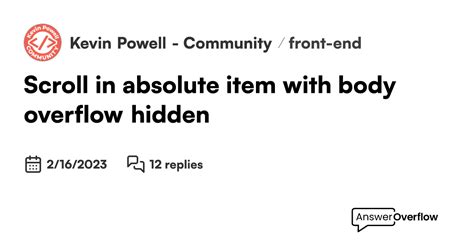 Scroll In Absolute Item With Body Overflow Hidden Kevin Powell