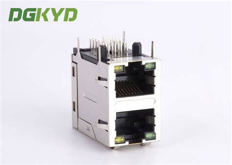 10 100 Base 2x1 Offset Magnetic Network Connector Stacked Rj45 Modular Jack