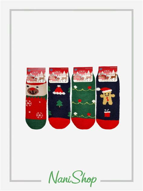 جوراب بچه گانه نیم ساق بوکله کریسمس نانی شاپ خرید جوراب بچه گانه