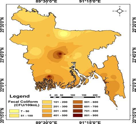 Spatial Distribution Of Fecal Coliforms In Surface Water Of Bangladesh