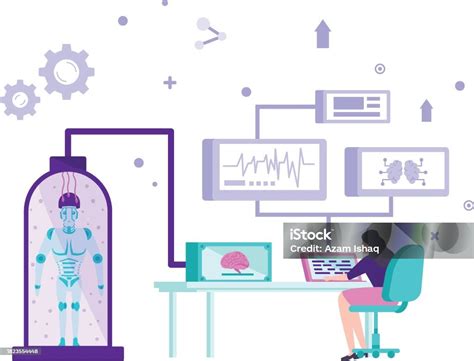 휴머노이드 생물 반응기 개념 조직 공학 문화 전략 기계 단서 벡터 아이콘 디자인 로봇 과학 상징 특수 목적 기계 기호 휴머노이드 로봇 스톡 일러스트 Dna에 대한 스톡 벡터