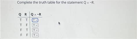 Solved Complete The Truth Table For The Statement Chegg