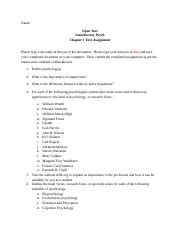 Open Stax Chapter 1 Text Assignment 1 1 Docx Name Open Stax Introductory Psych Chapter 1